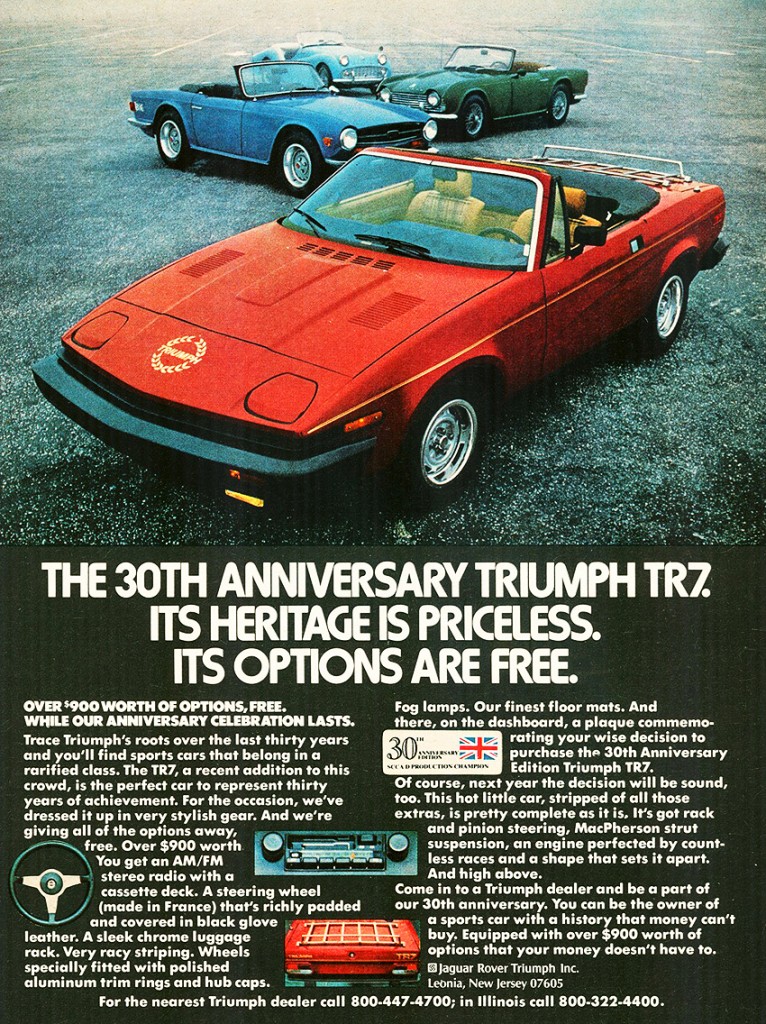 1979 Triumph TR7 30th Anniversary Edition ad | CLASSIC CARS TODAY ONLINE